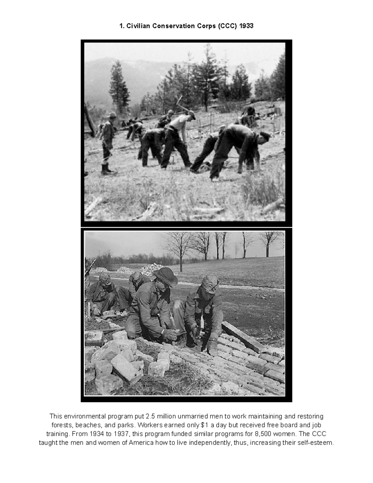 New Deal Programs - Your mother - Civilian Conservation Corps (CCC ...