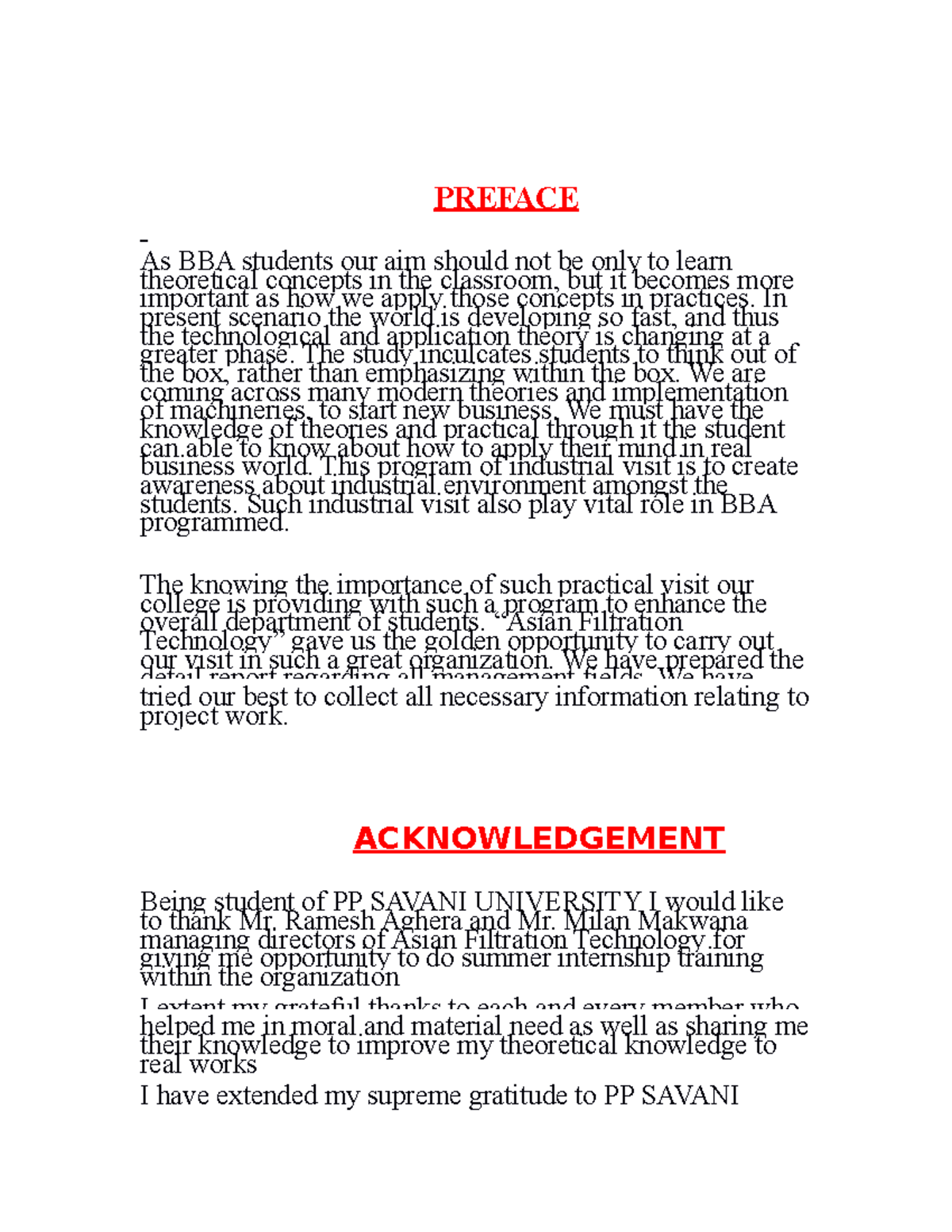 AXAT SIP new - project work - PREFACE As BBA students our aim should ...