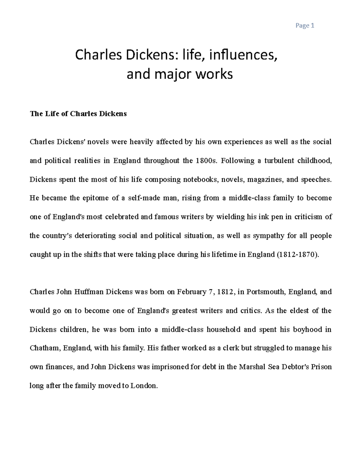Charles Dickens: life, influences, and major works - Background to ...