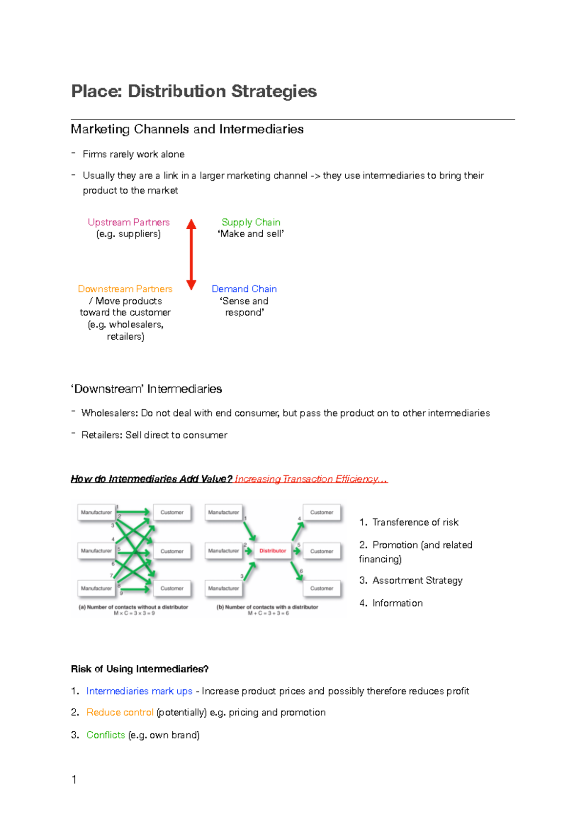 Place: Distribution Strategies - suppliers) Downstream Partners Move ...