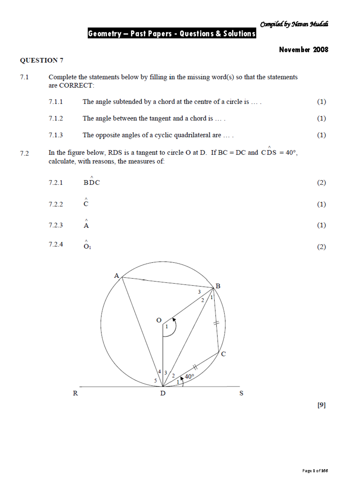 Euclideangeometryquestionsandsolutions final - BOCE2626 - Geometry – Past Papers - Questions ...