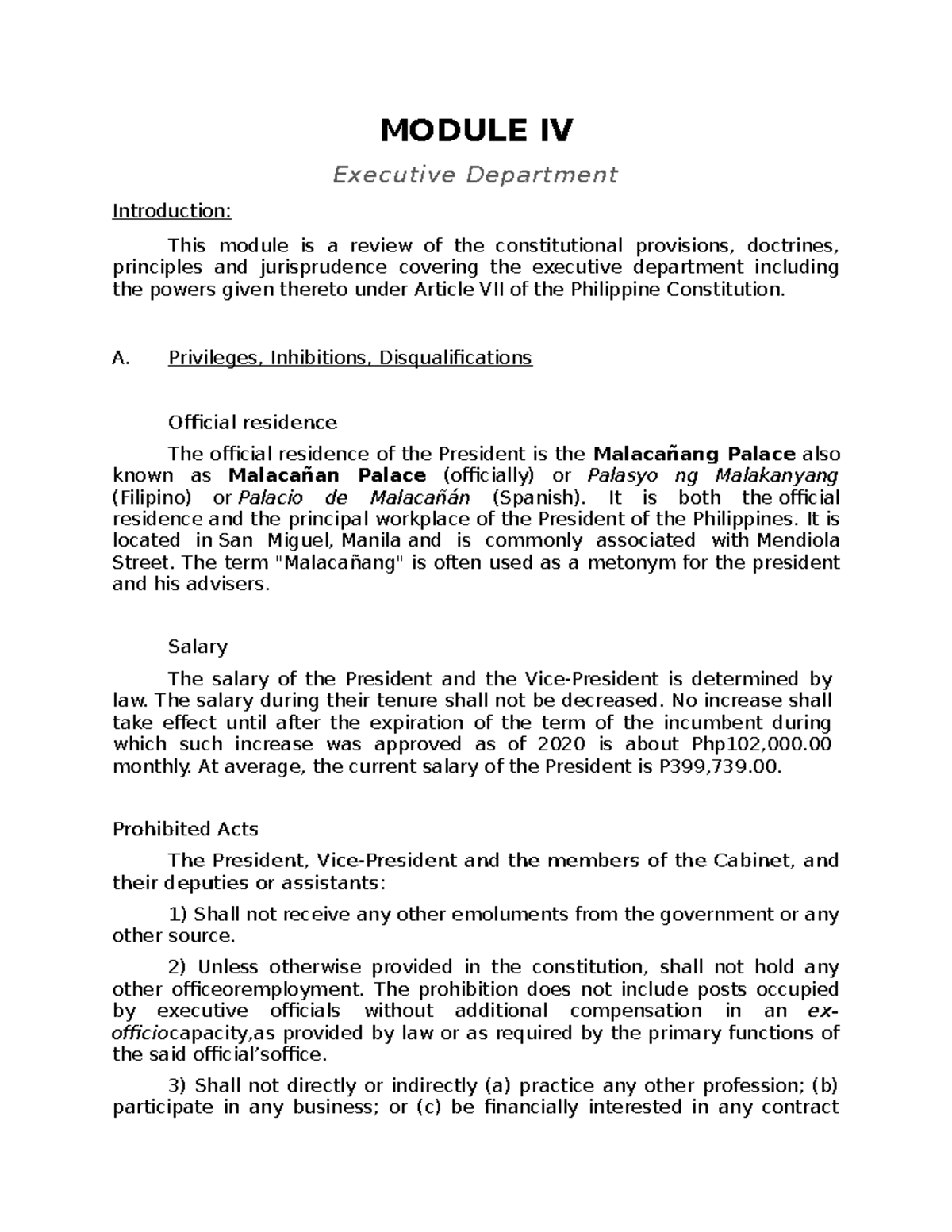 Final Edited Module 4 Group 6 - MODULE IV Executive Department ...