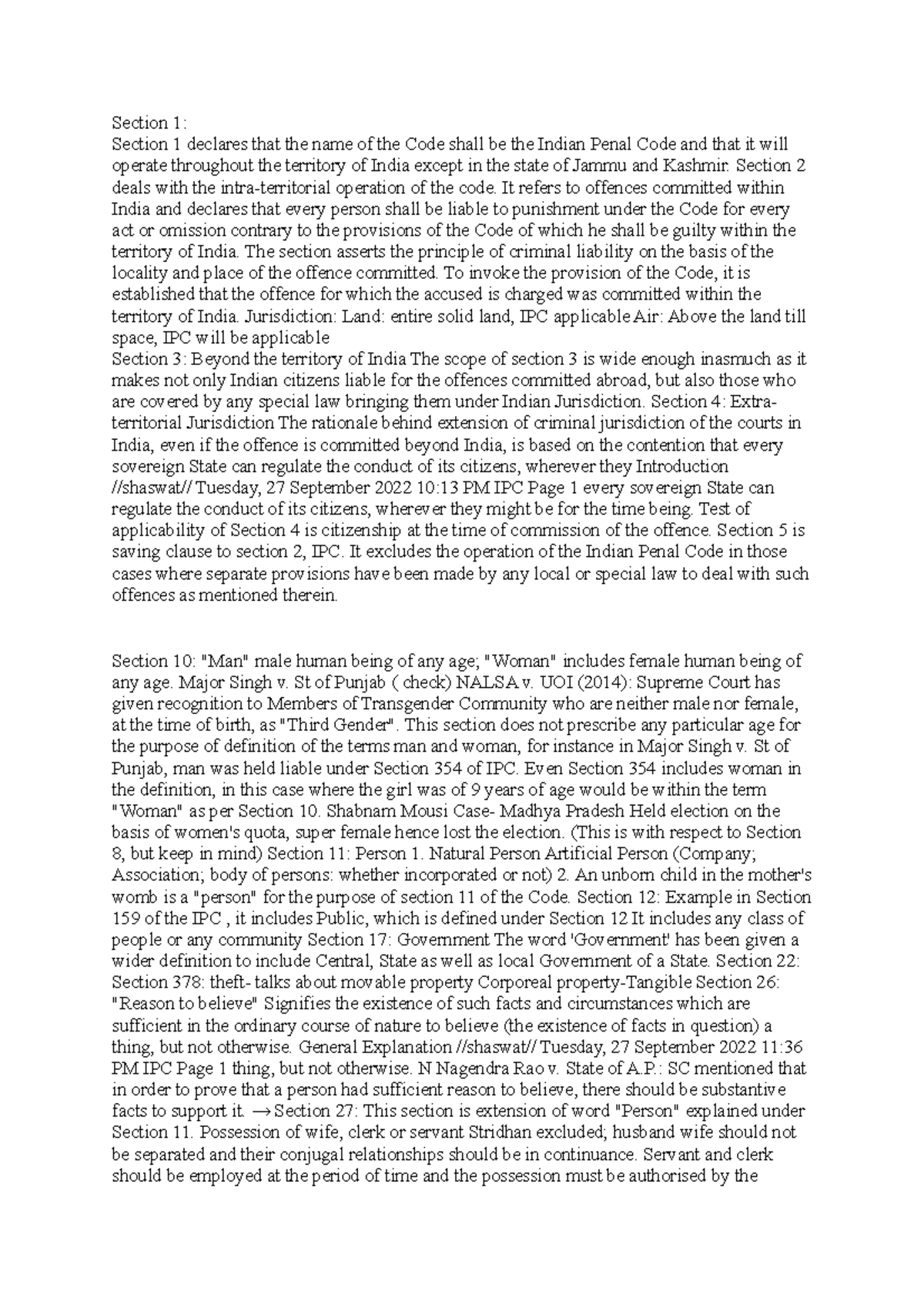 Section 1 IPC Notes - Section 1: Section 1 declares that the name of ...