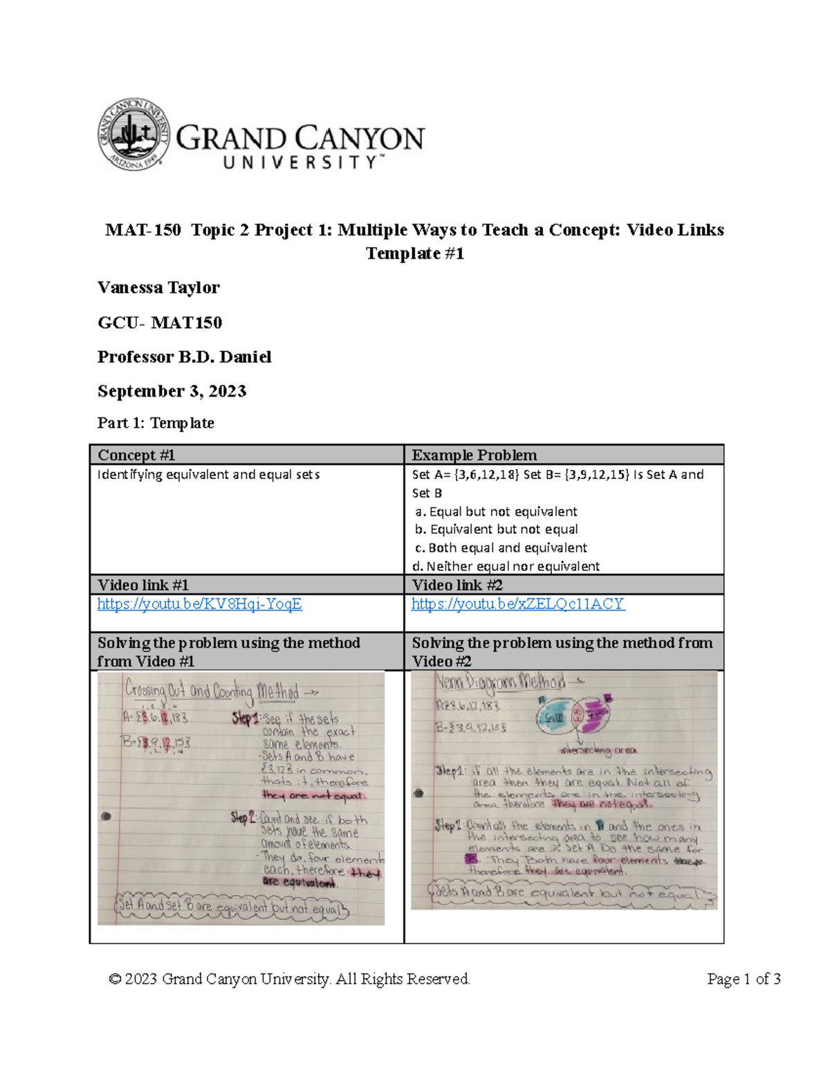 MAT-150-T2-Project 1-Multiple Ways to Teach a Concept Video Links ...