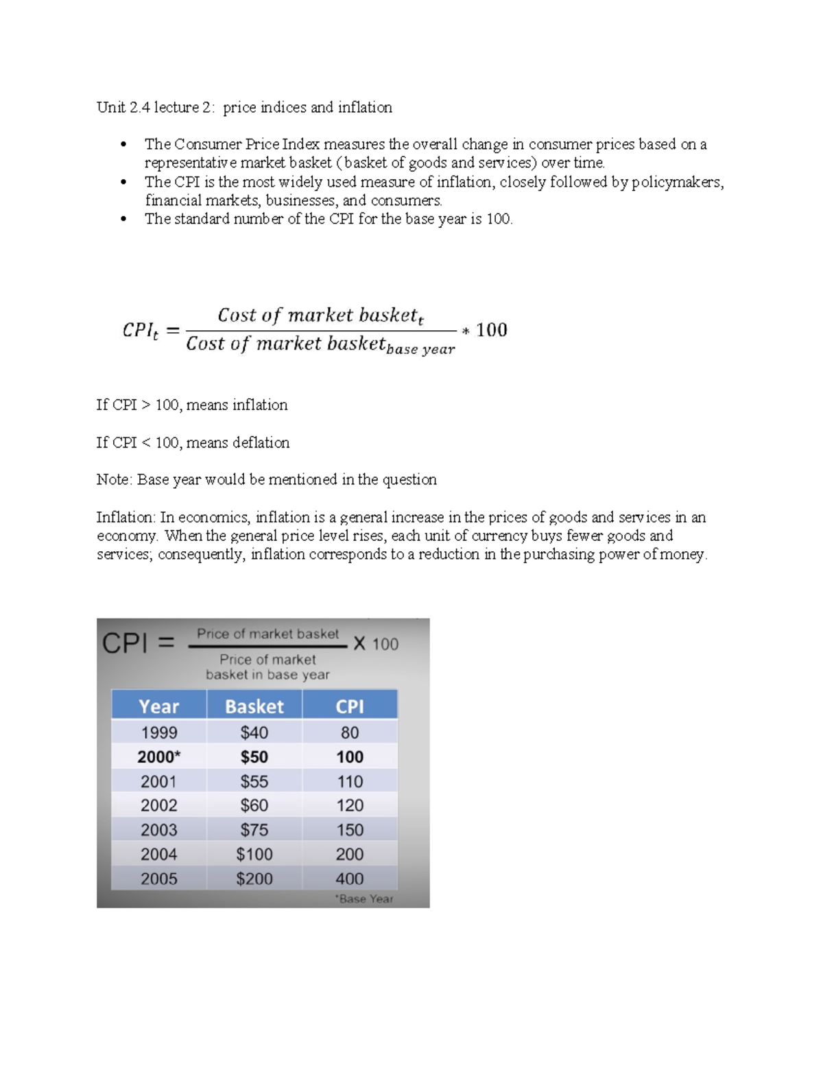 Unit 2.4 lecture 2 - These are notes explaining gdp, real variables and ...