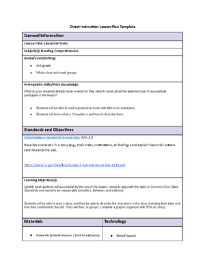 Lp direct instruction lesson plan template - Direct Instruction Lesson ...