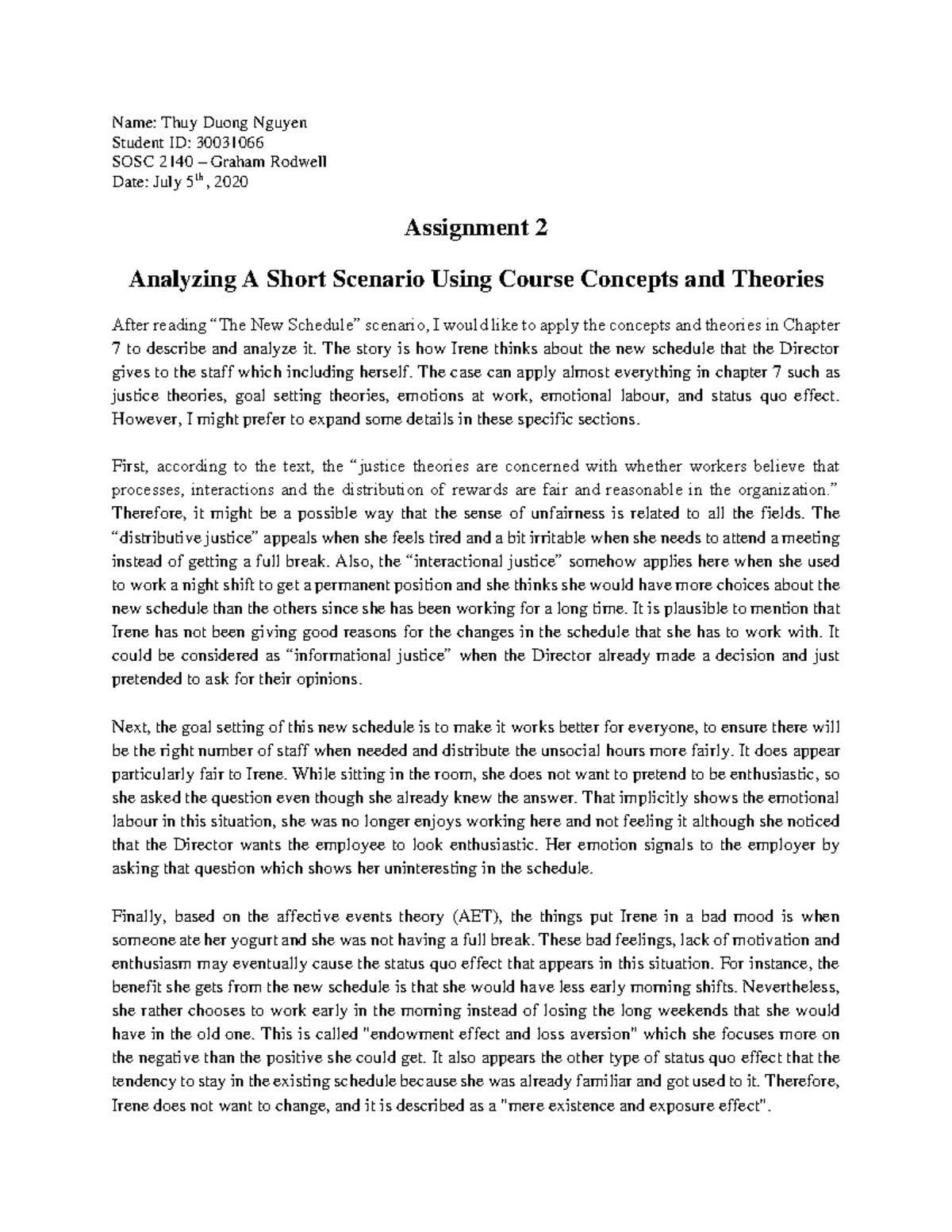 Assignment-2 - Preus Eve - Name: Thuy Duong Nguyen Student ID: 30031066 ...