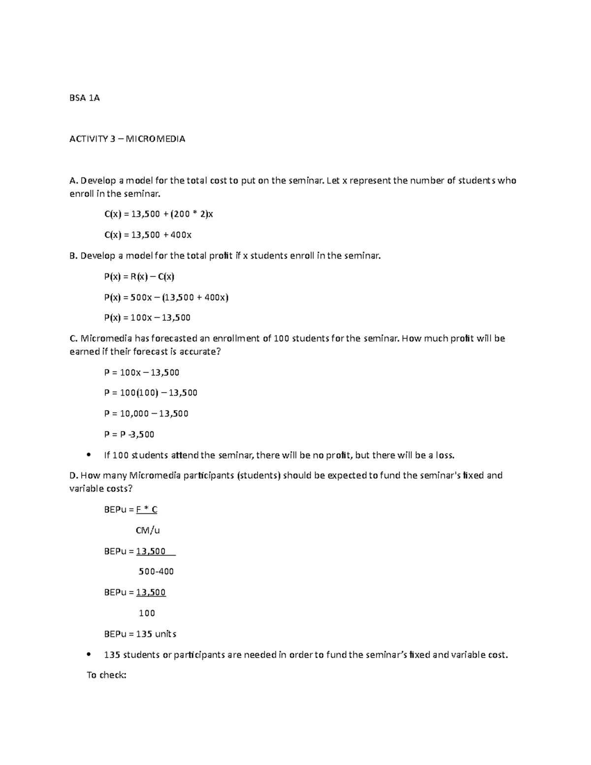 BSA 1A, Activity 3-Micromedia - BSA 1A ACTIVITY 3 – MICROMEDIA A ...
