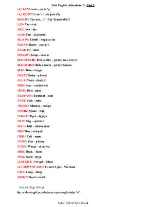 NEA 2 Unit 3 slownictwo i gramatyka - Autor: Adrian Kowalczyk New ...