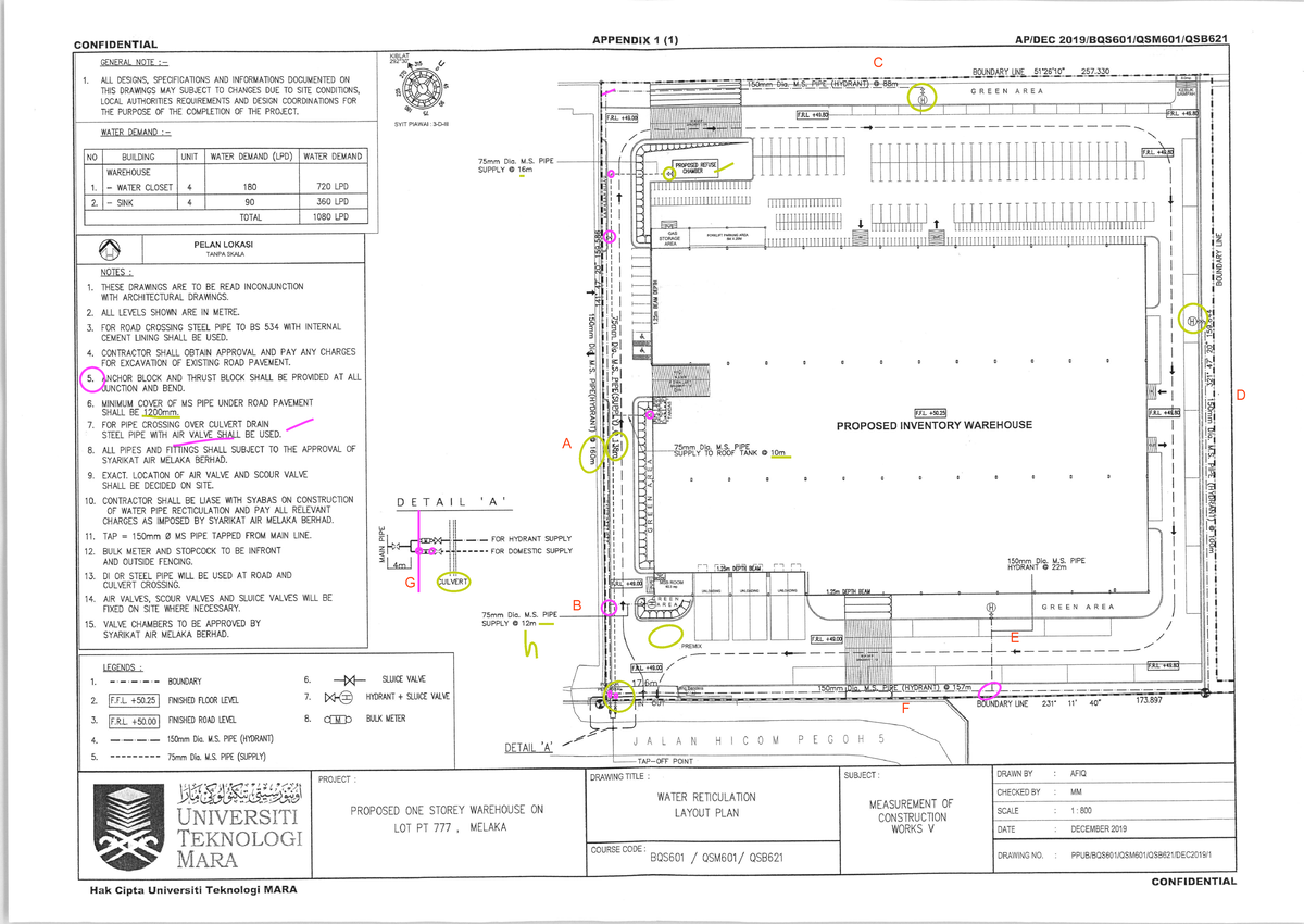 L3 Water Reticulation drawings - CONFIDENTIAL GENERAL NOTE:- - Studocu