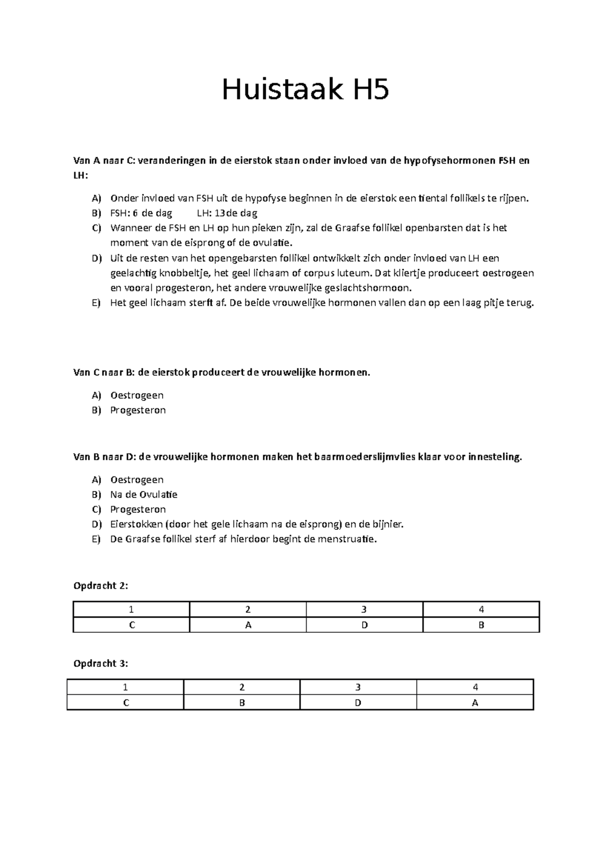 Taak hormoon cyclus - Henk - Huistaak H Van A naar C: veranderingen in ...