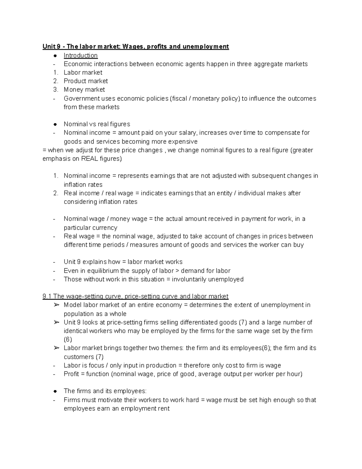 Unit 9 - Summary - ECON 144 - SUN - Studocu
