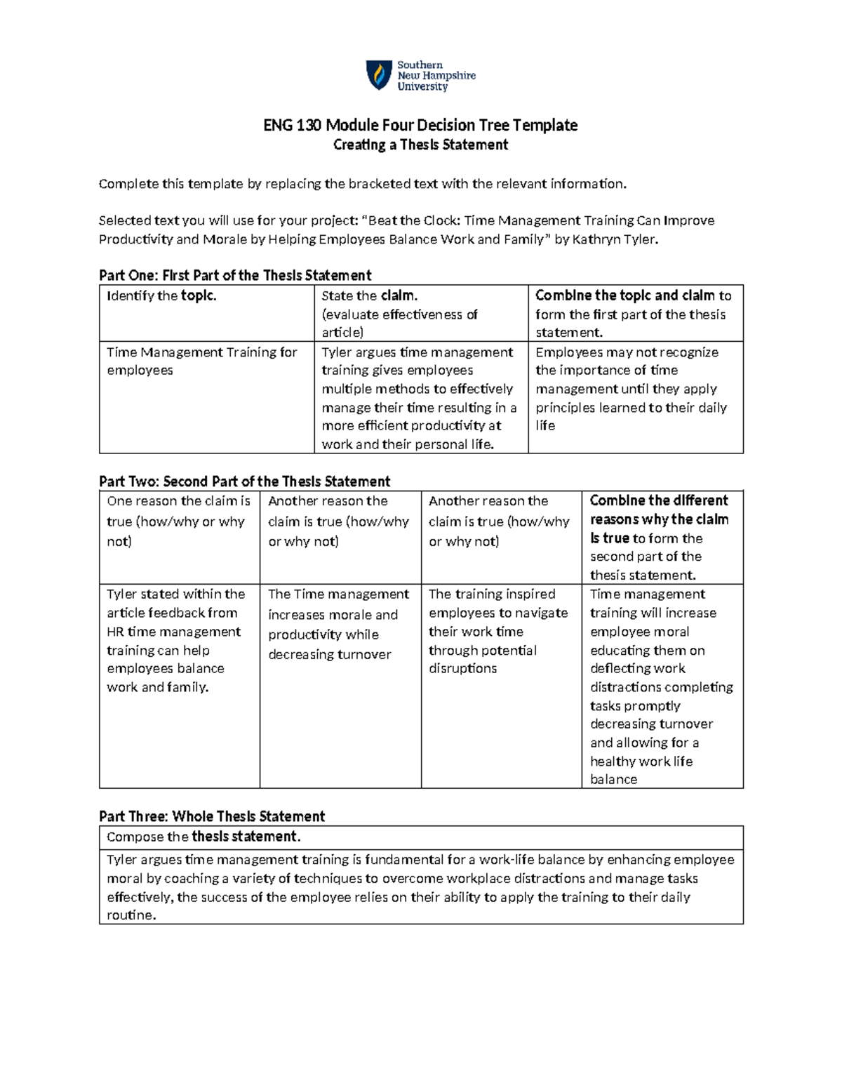 ENG 130 Mod 4 - Completed assignment with 100/100 score received - ENG 130 Module Four Decision ...