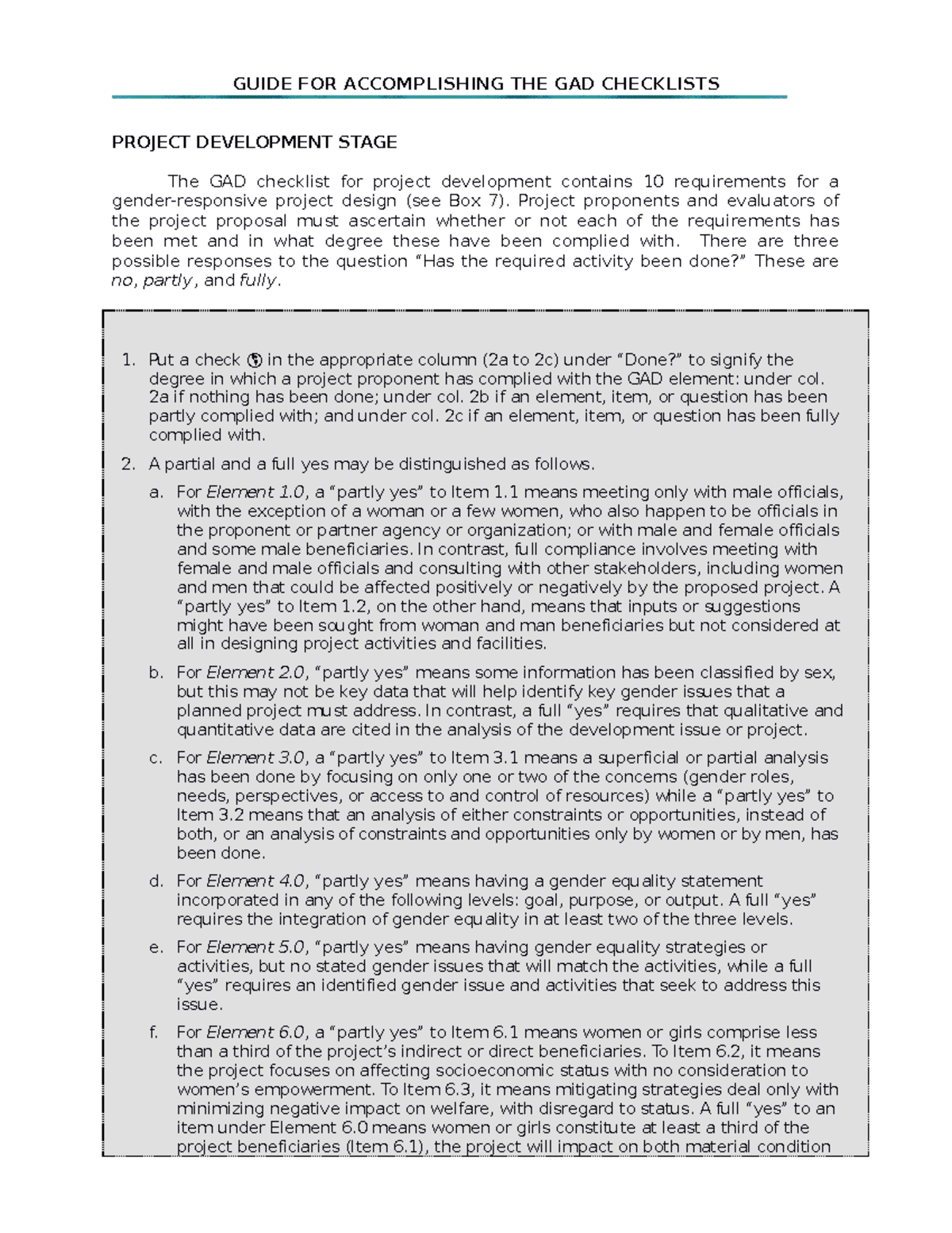 HGDG Assessement Checklist - Box 7 - GUIDE FOR ACCOMPLISHING THE GAD ...