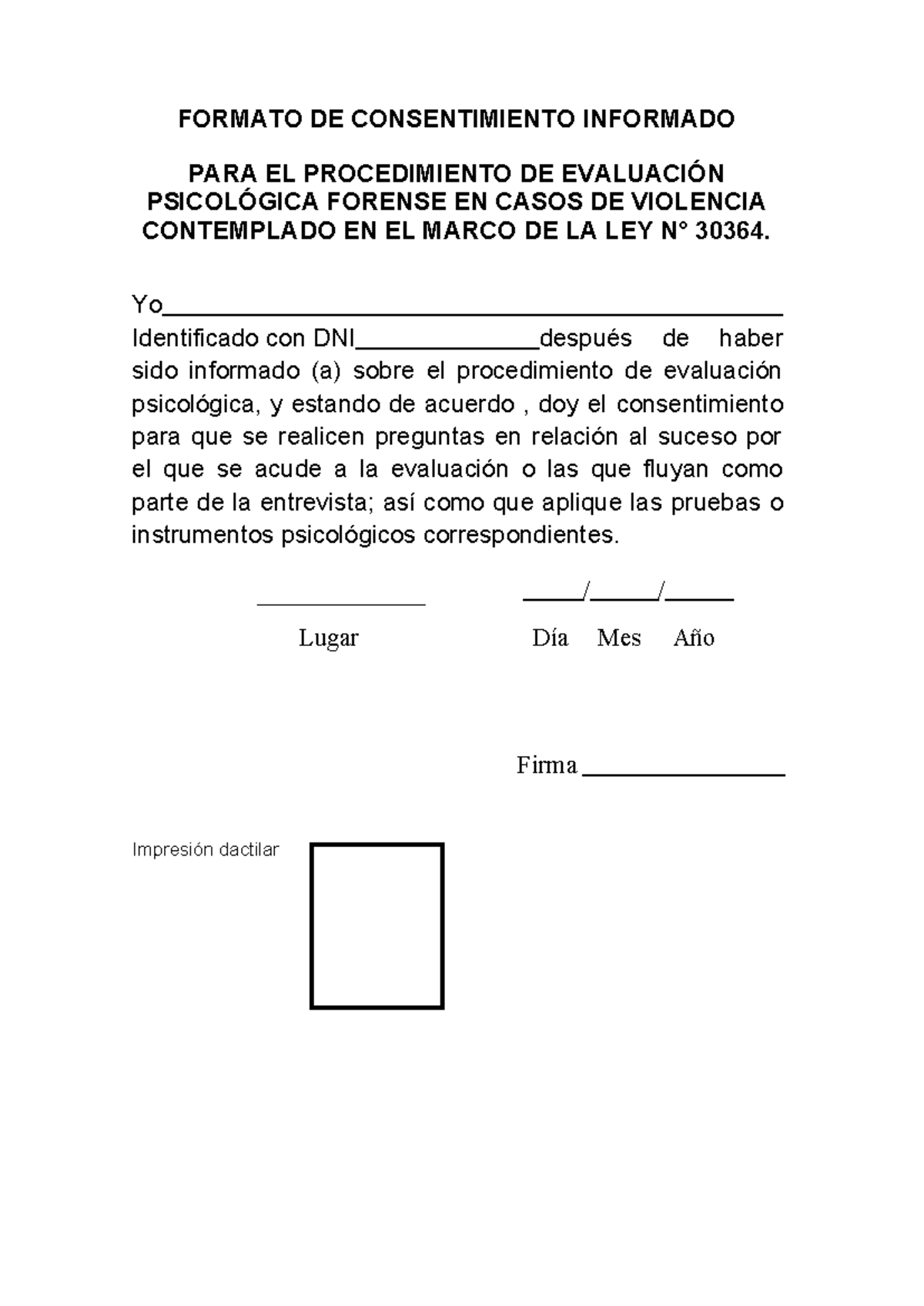 Nuevo Formato DE Consentimiento Informado - FORMATO DE CONSENTIMIENTO ...