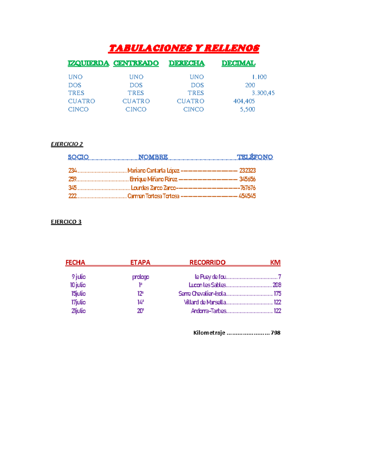 Tabulaciones Y Rellenos - TABULACIONES Y RELLENOS UNO UNO UNO 1 ...