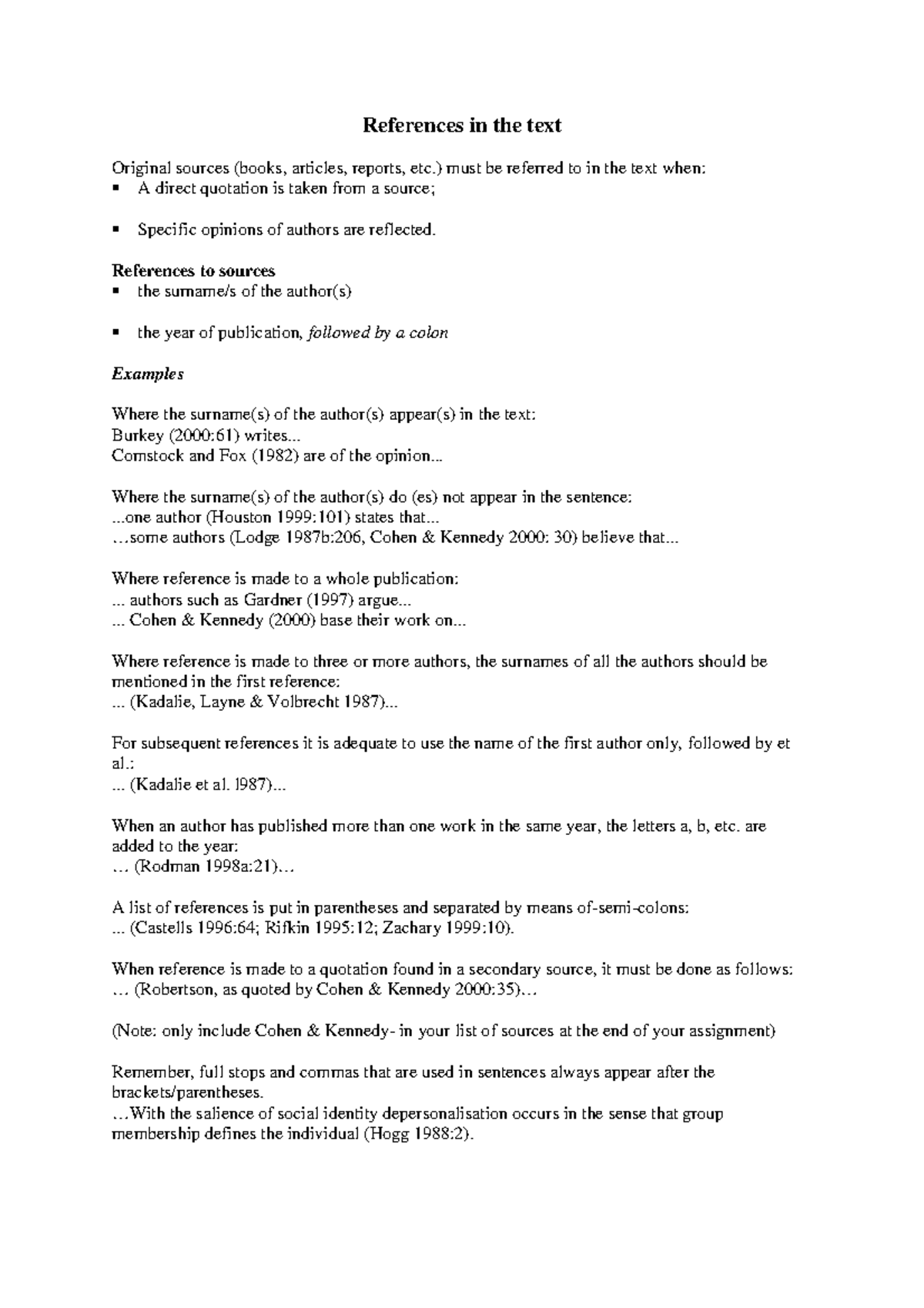 Dept Guide References Sociology - References in the text Original ...