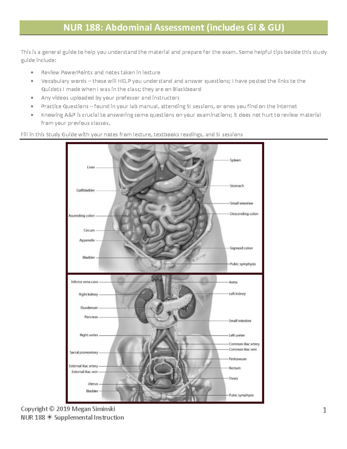 Abdomen - Lecture notes for specific chapters for nursing assessment ...