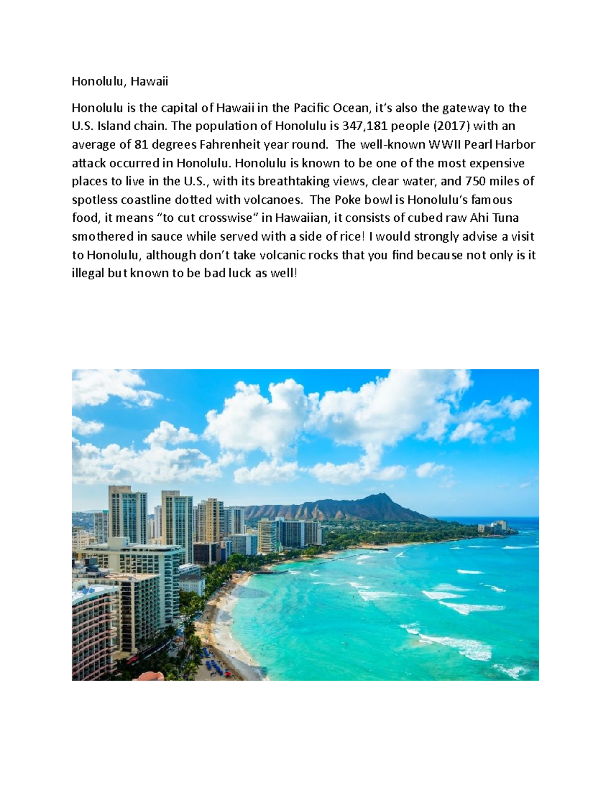 Hawaii - paper - Honolulu, Hawaii Honolulu is the capital of Hawaii in ...
