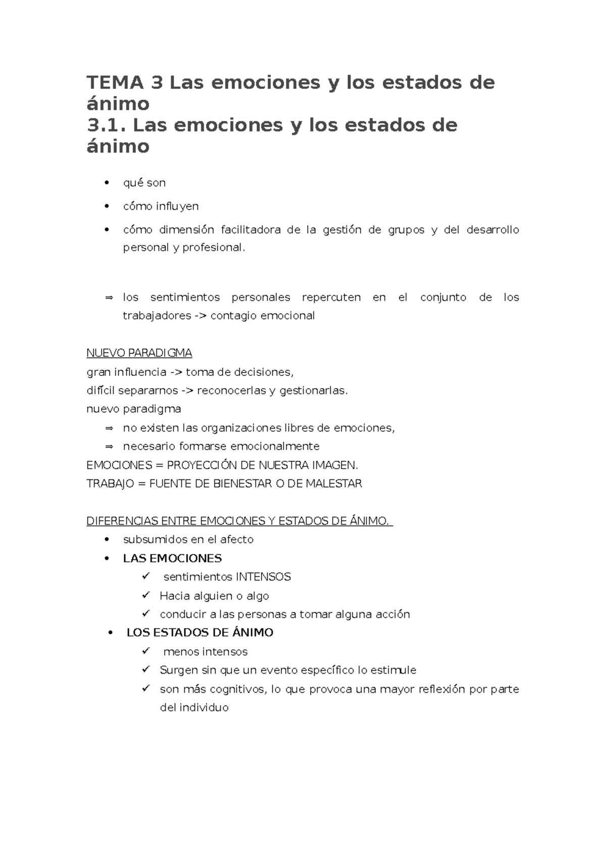TEMA 3 CO - apuntes tema 3 - TEMA 3 Las emociones y los estados de ...