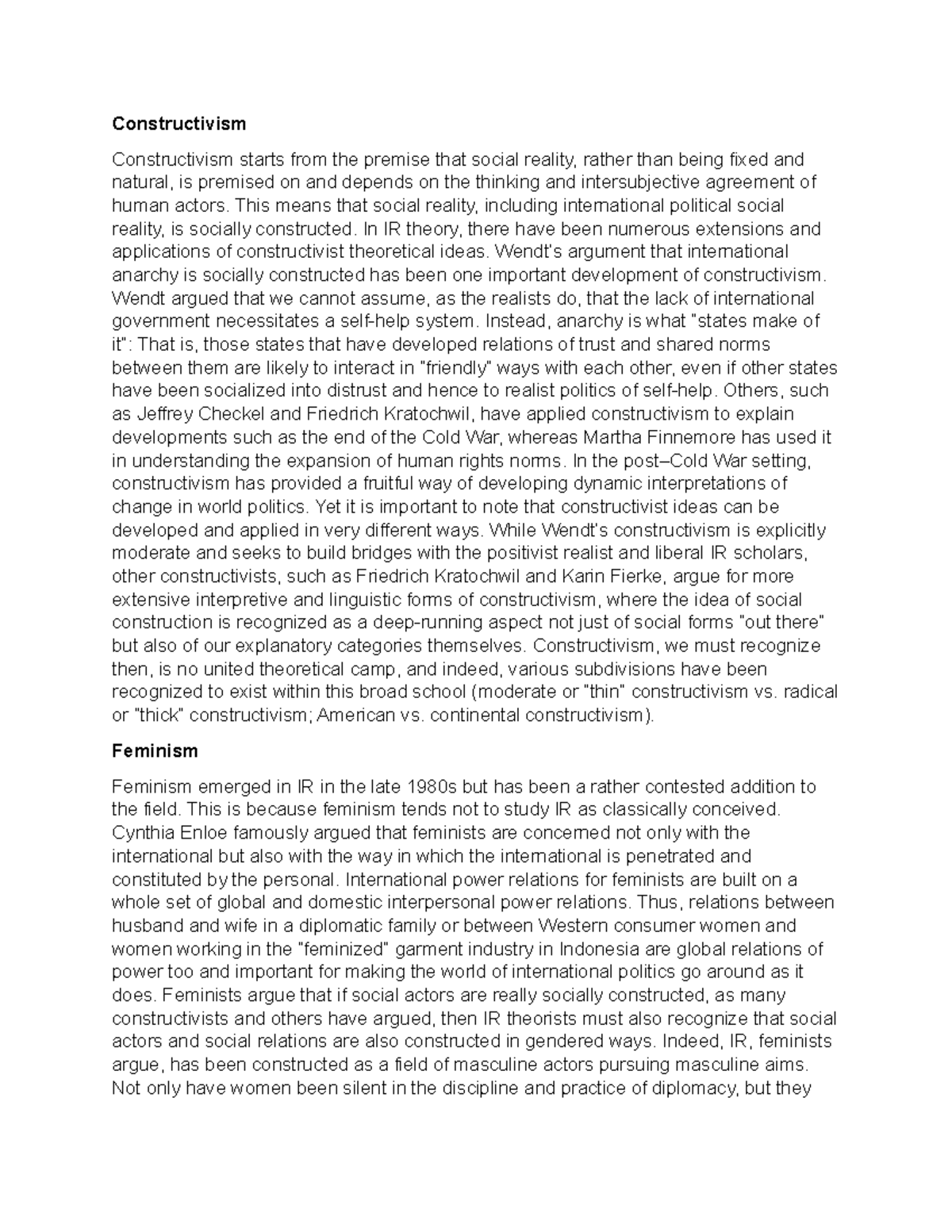 Constructivism - Constructivism Constructivism starts from the premise ...