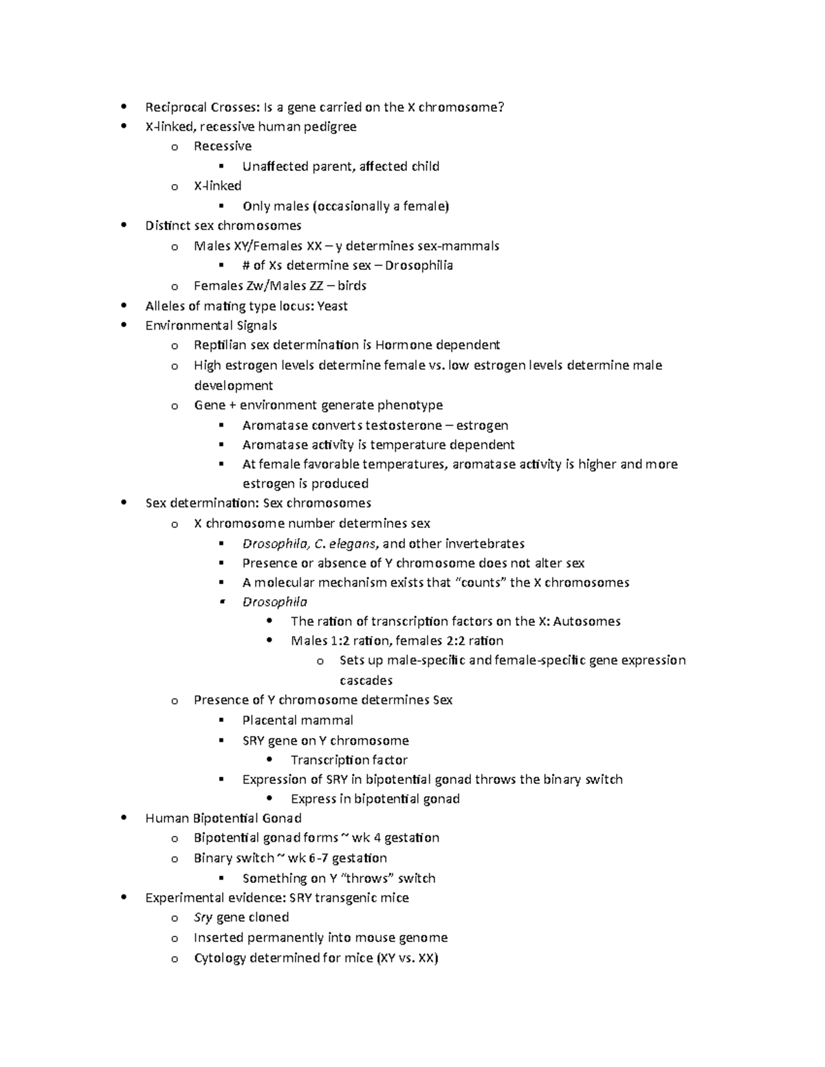 Ch. 7 In Class Notes - Reciprocal Crosses: Is a gene carried on the X ...