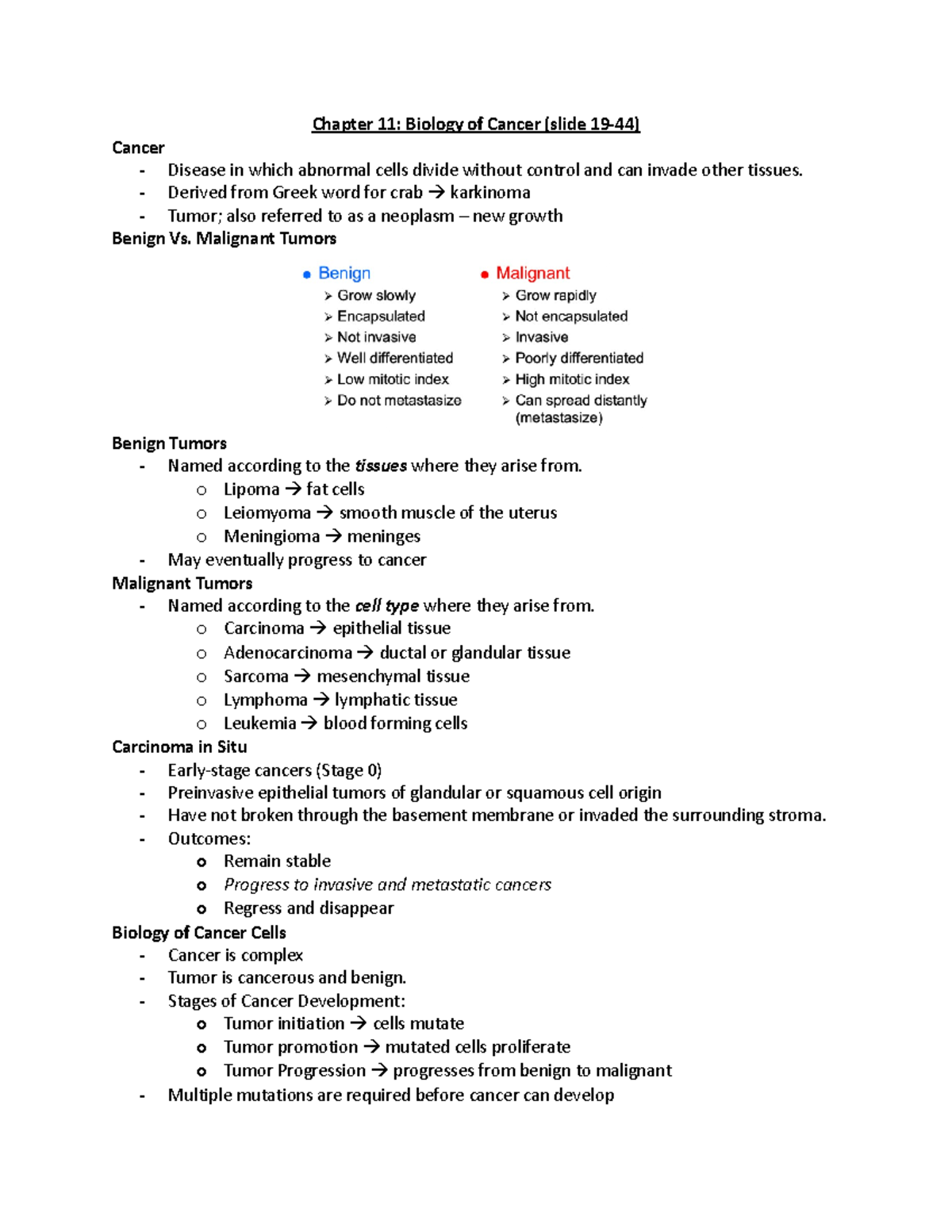 Week 3 - Chapter 11 Biology of Cancer - Chapter 11: Biology of Cancer ...