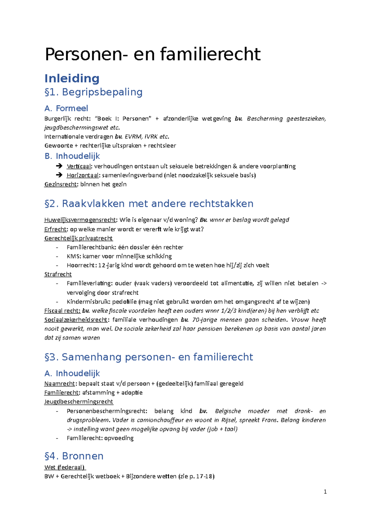 Familie- en personenrecht eerste jaar - Personen- en familierecht ...