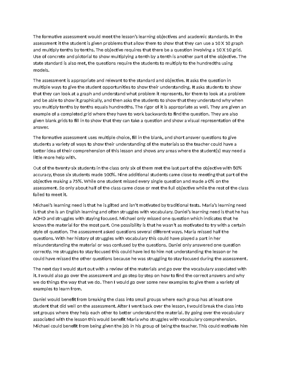 D171 Task 3 - D171 Task 3 - The formative assessment would meet the lesson’s learning objectives ...