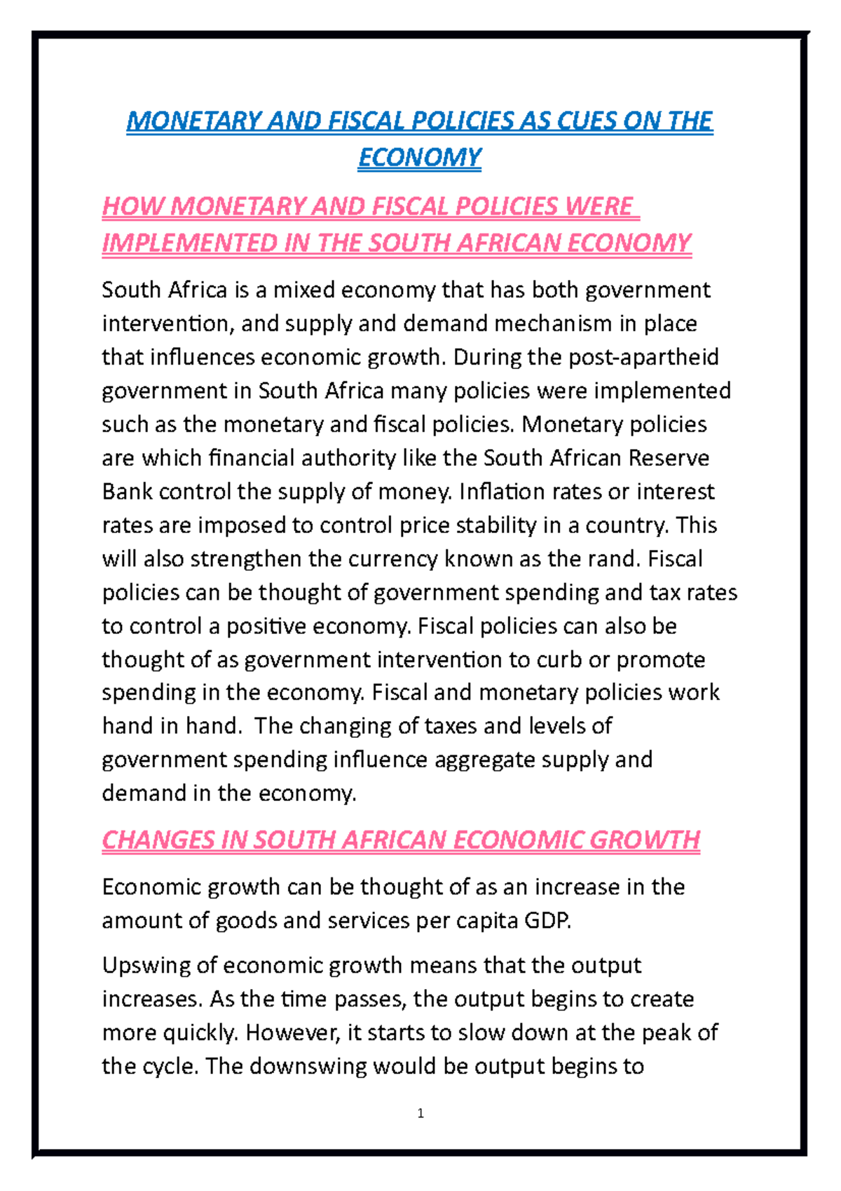 Monetary and fiscal policies - MONETARY AND FISCAL POLICIES AS CUES ON ...