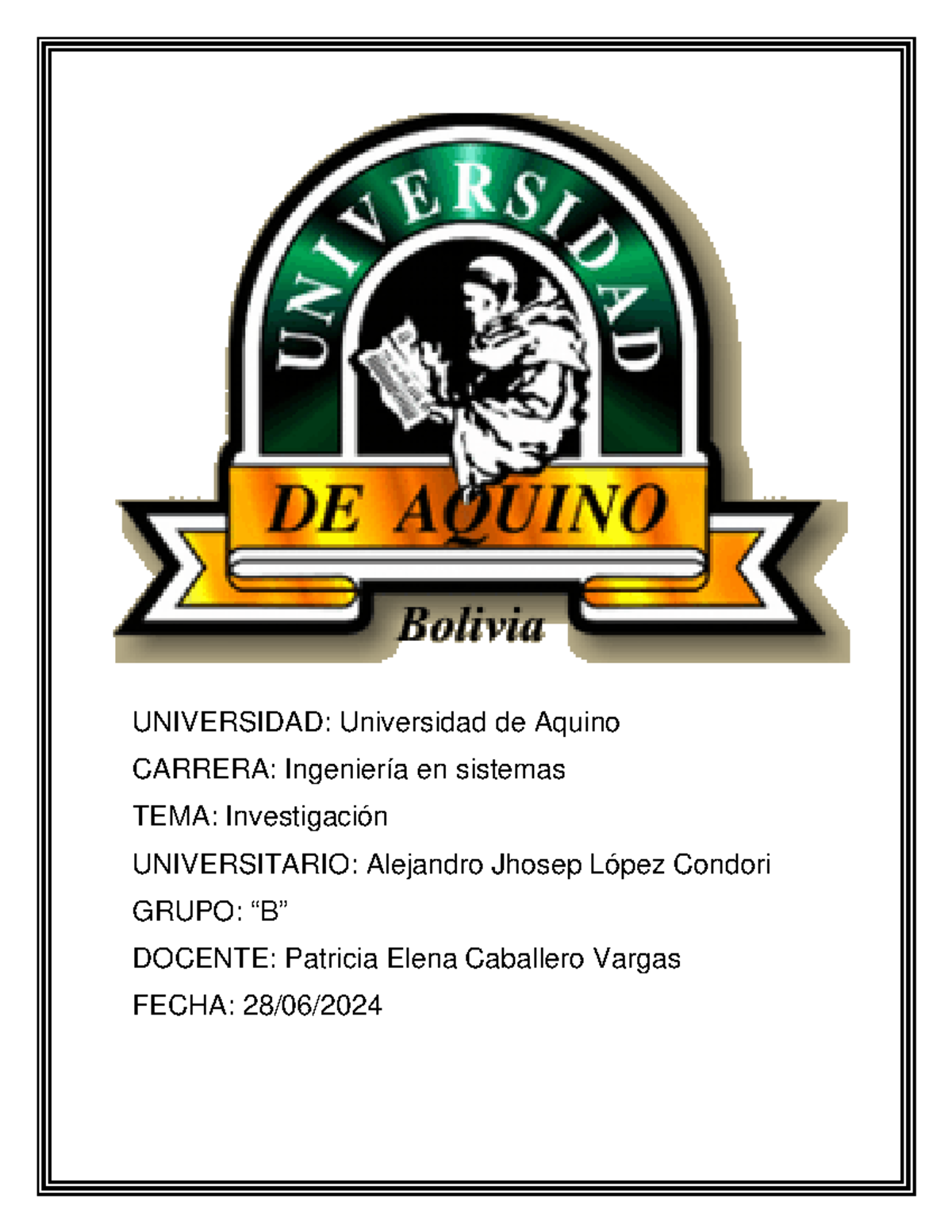 Universidad Udabol computacion - UNIVERSIDAD: Universidad de Aquino ...