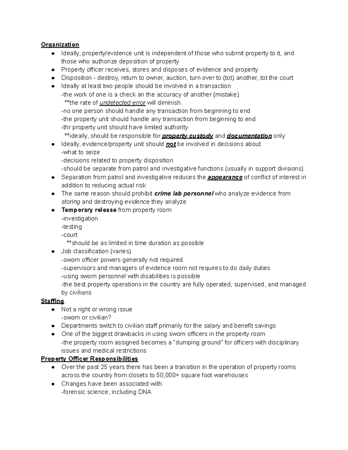 Evidence Property Rooms - Organization Ideally, property/evidence unit ...