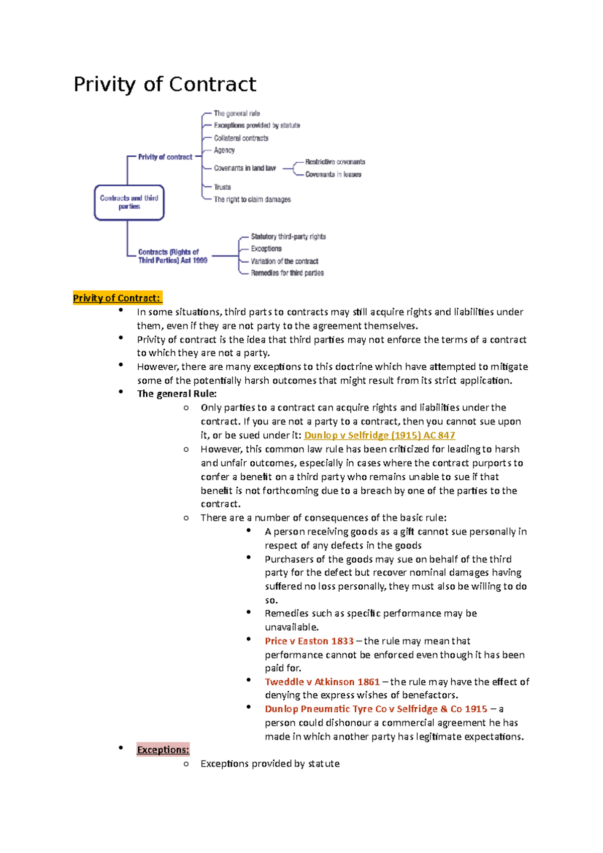 Privity of Contract - Summary - Privity of Contract Privity of Contract ...