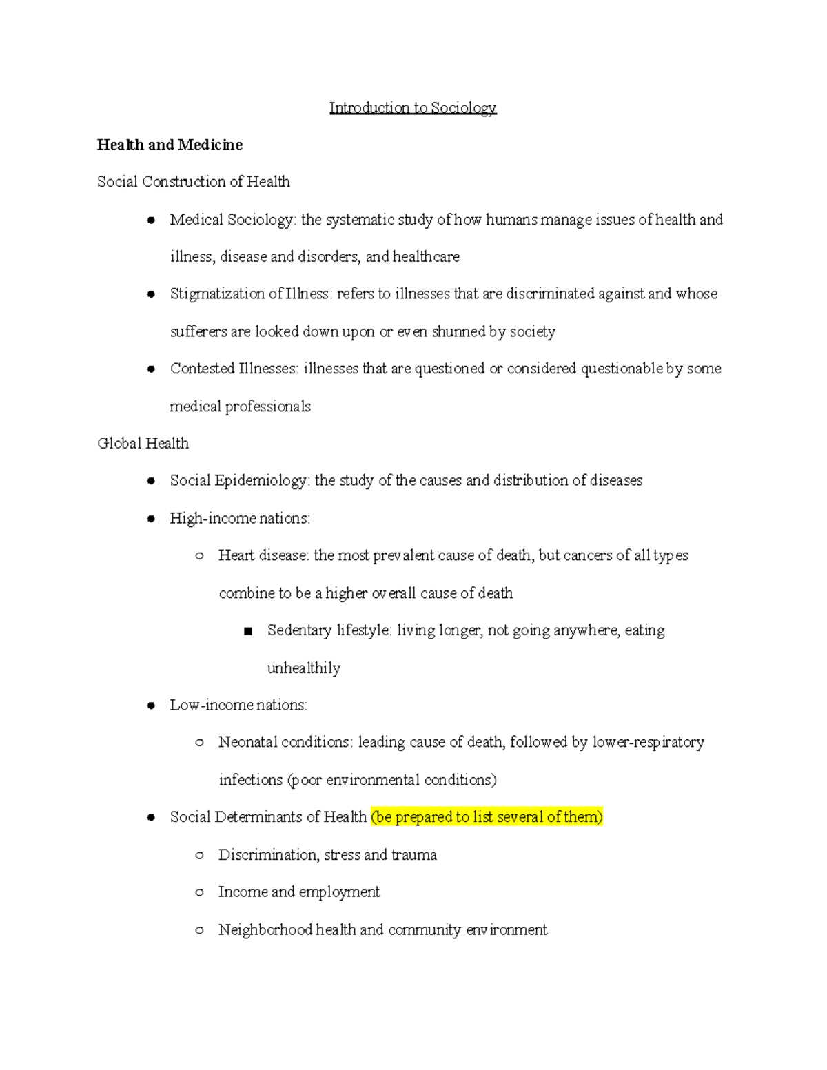 Health and Medicine pdf - Introduction to Sociology Health and Medicine ...