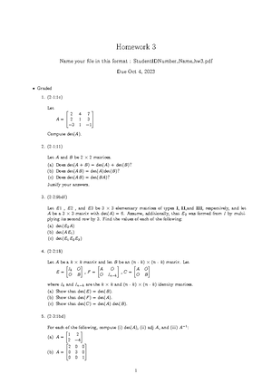EE2030Linear Algebra Homework#3 - EE2030Linear Algebra Homework# Due ...