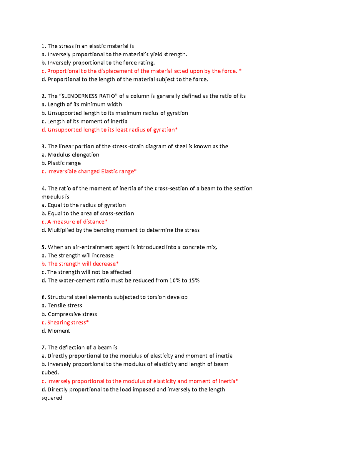 Machine Design-Multiple Choice - The stress in an elastic material is a ...
