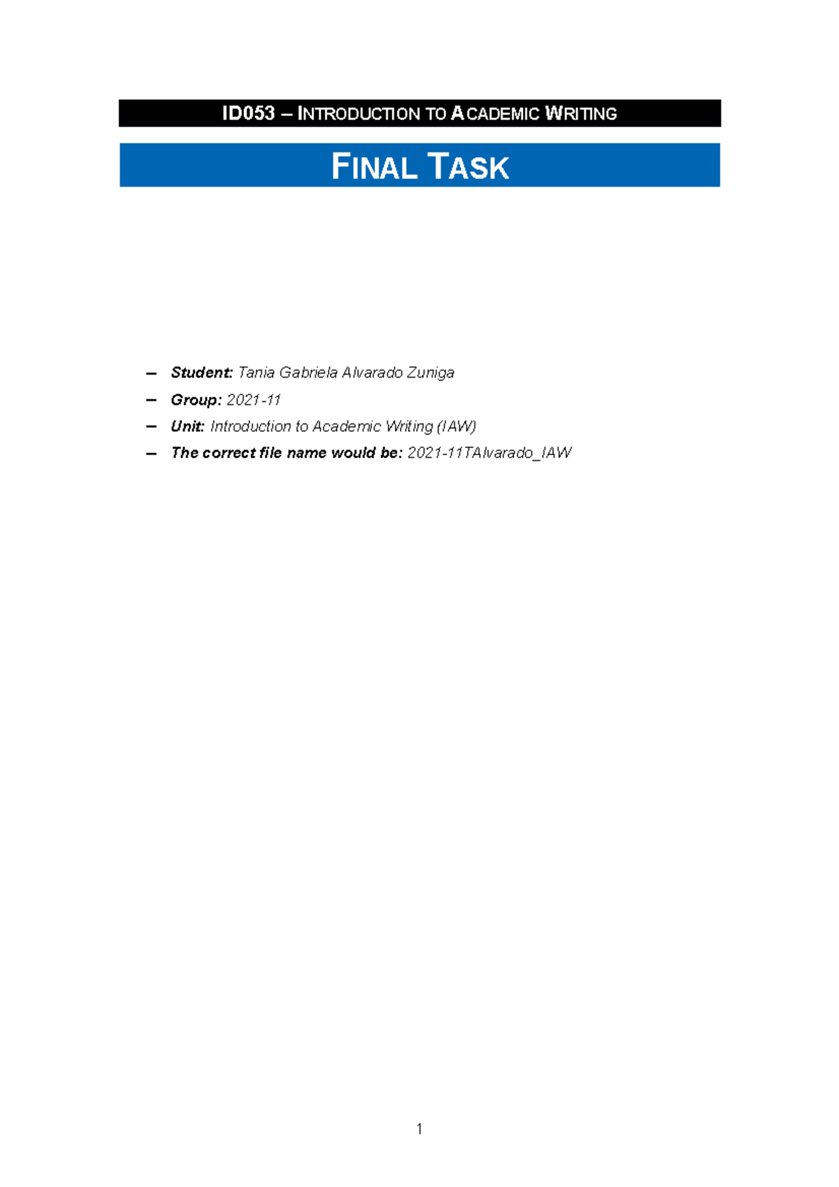 Final TASK ( Academic Writing ) - ID053 – INTRODUCTION TO ACADEMIC ...