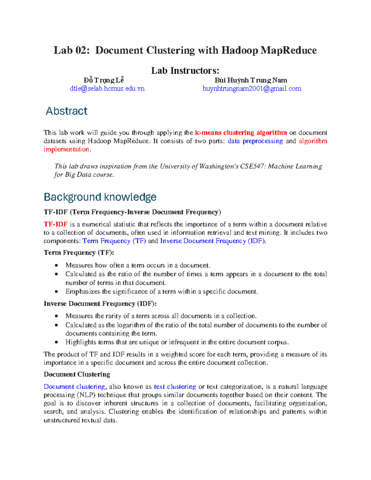Big Data Lab2 Lab 02 Document Clustering With Hadoop Mapreduce Lab