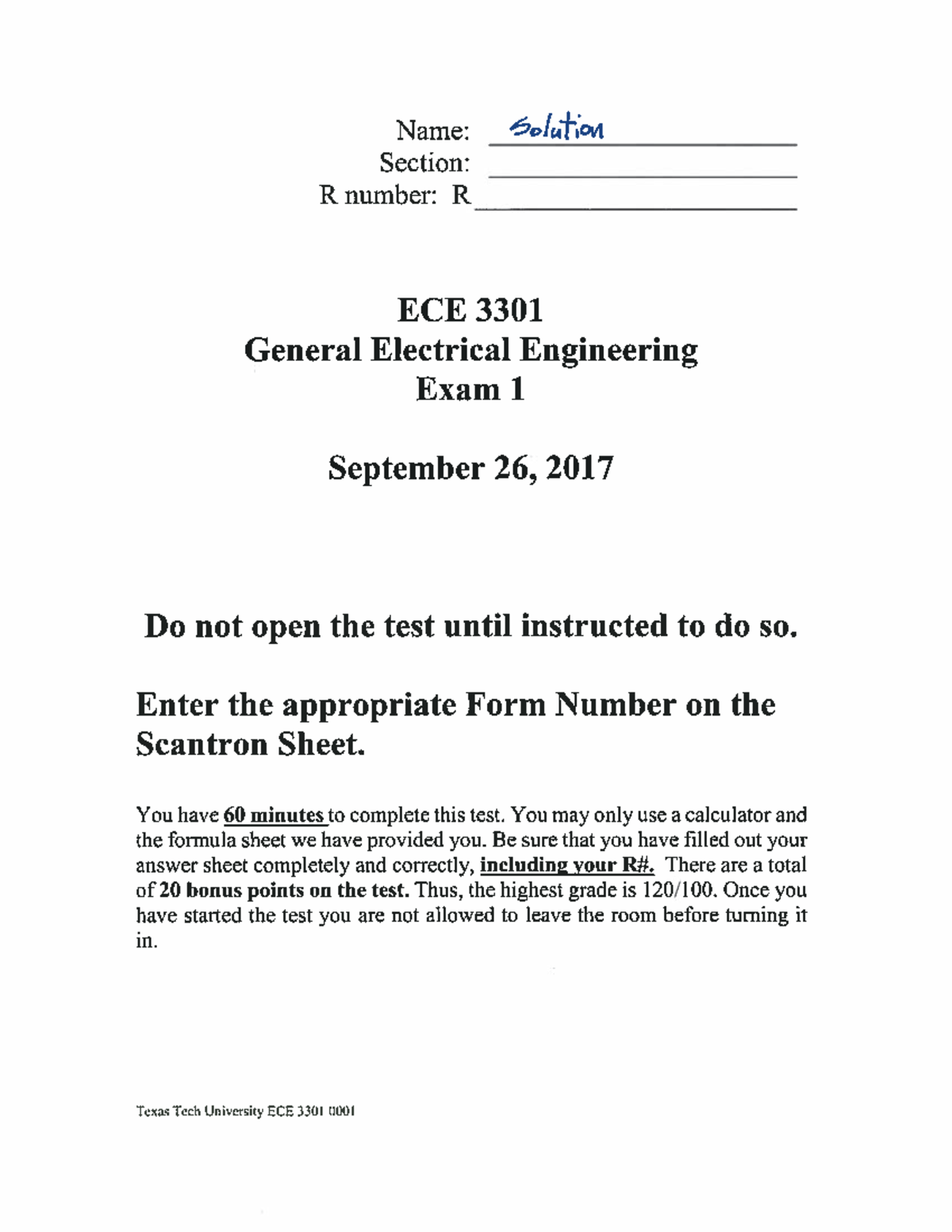 ECE 3301 Exam Solutions Fall 2017 - ECE 3301 - Studocu