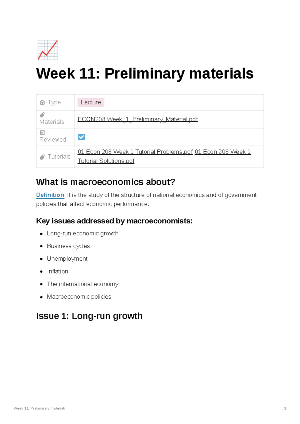 Week 11 Preliminary materials - 📈 Week 11: Preliminary materials Type Lecture Materials ECON208 ...