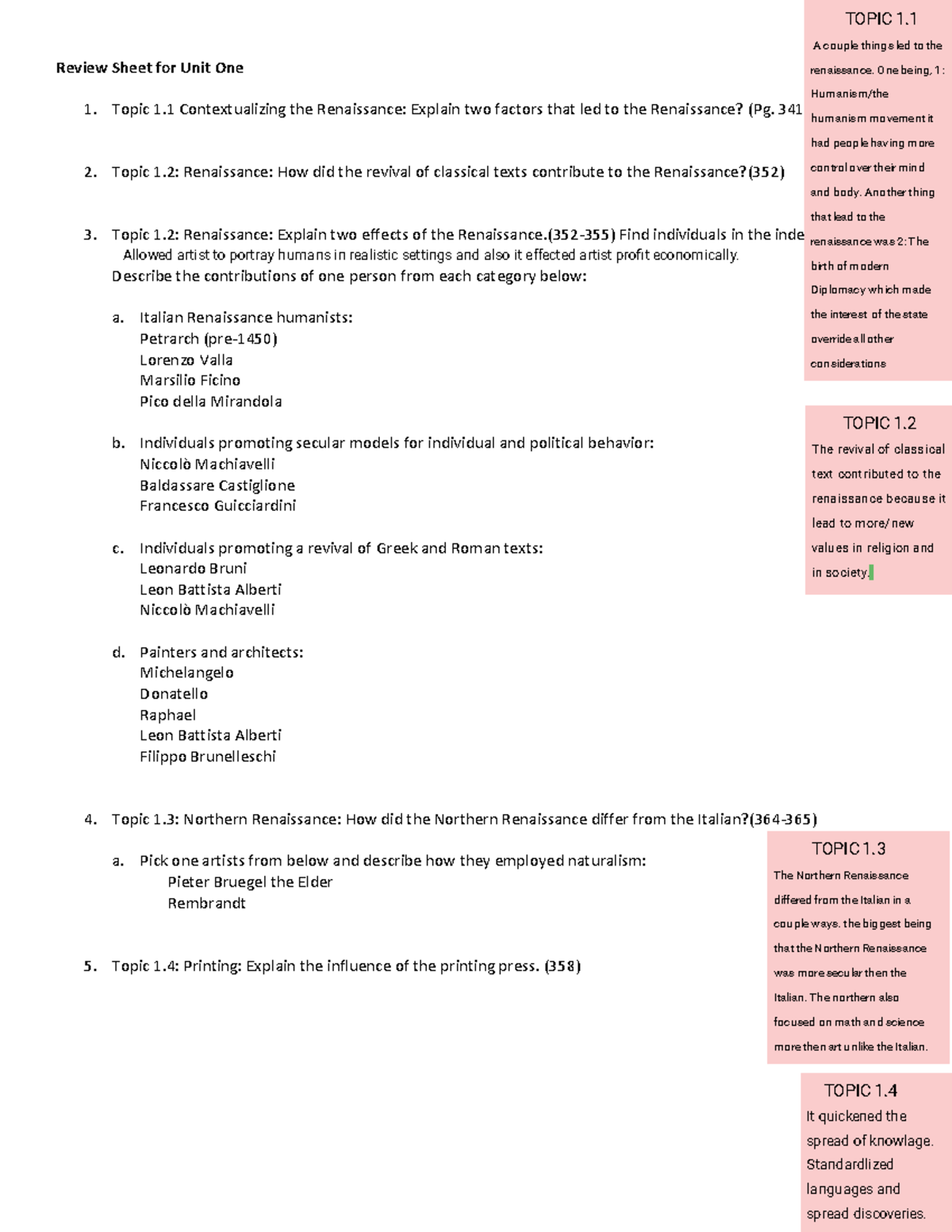 Kami Export - Virginia gostel - Review Sheet for Unit One.docx - Review Sheet for Unit One 1 ...