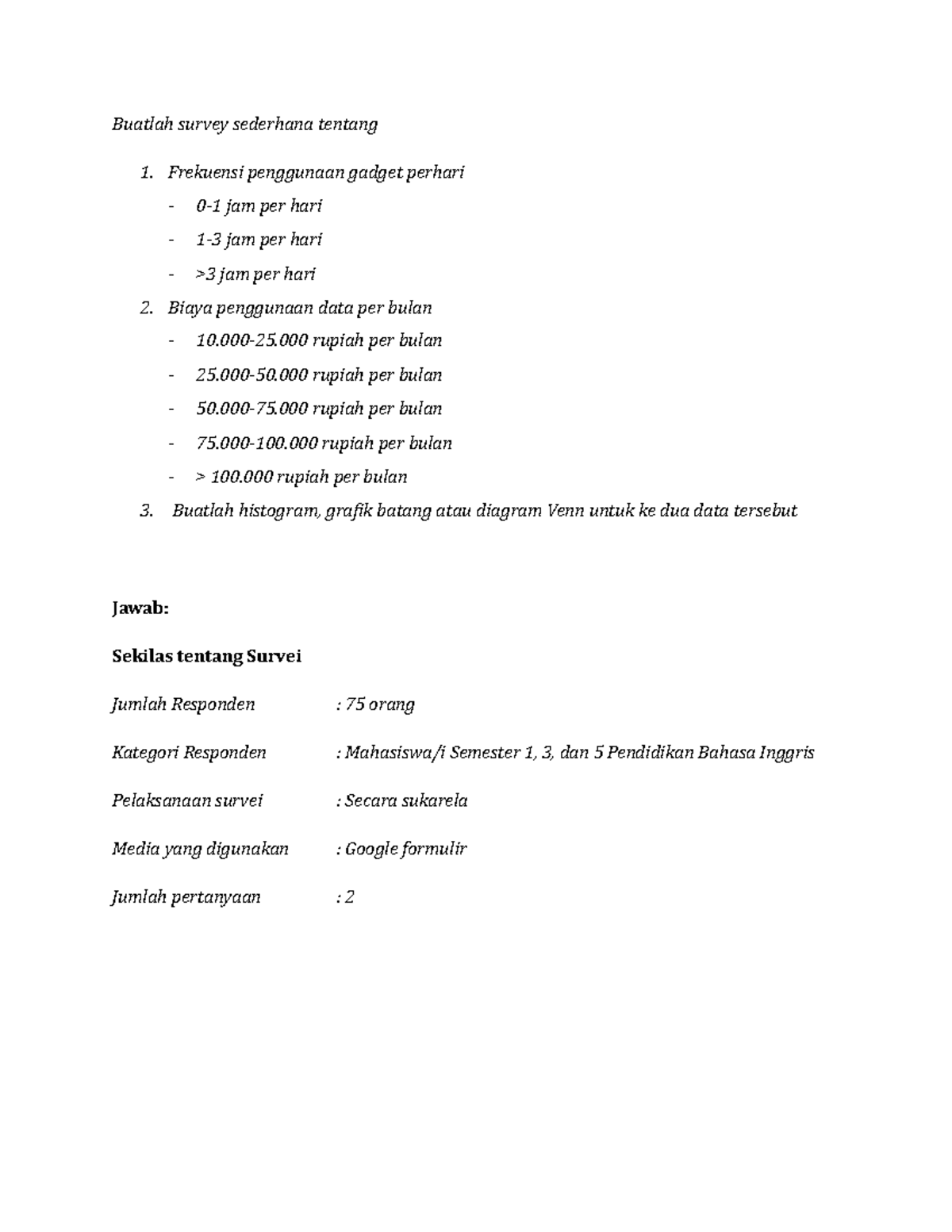 Contoh Diagram Batang dari Hasil Survei - Buatlah survey sederhana ...