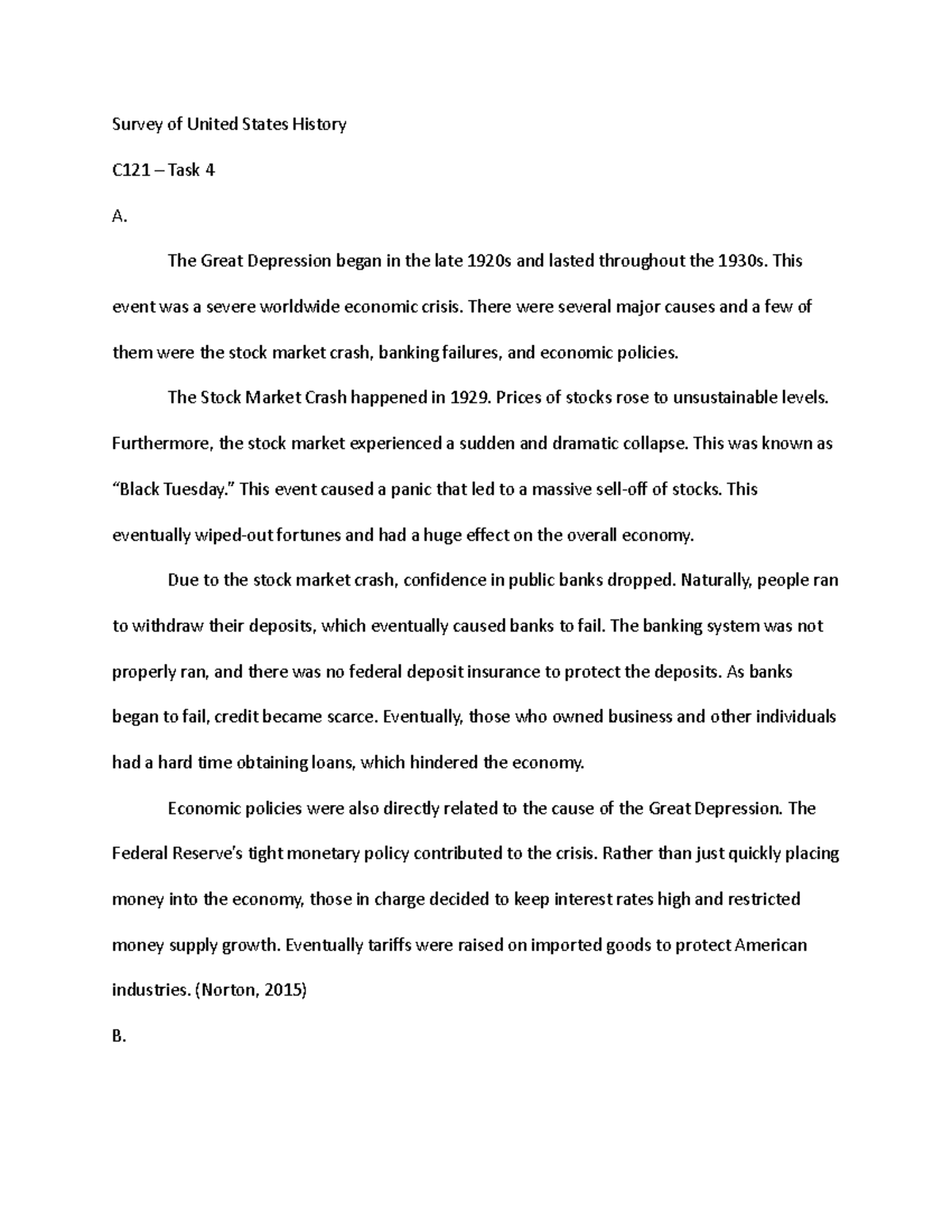 C212 - Task 4 - N/A - Survey of United States History C121 – Task 4 A ...