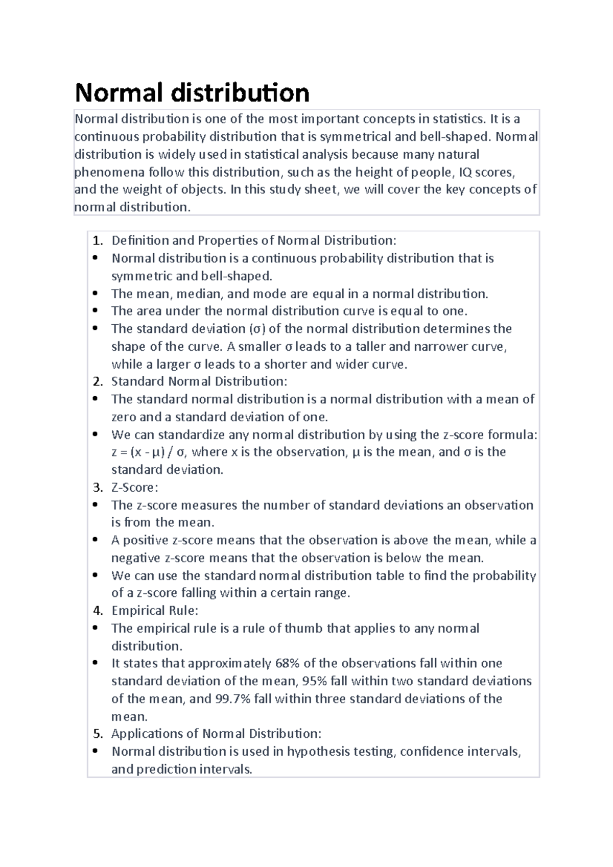 Normal distribution - Normal distribution Normal distribution is one of ...
