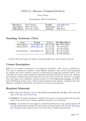 Syllabus winter 2021 - stat - STAT 311: Elements of Statistical Methods Abel Rodriguez Spring ...
