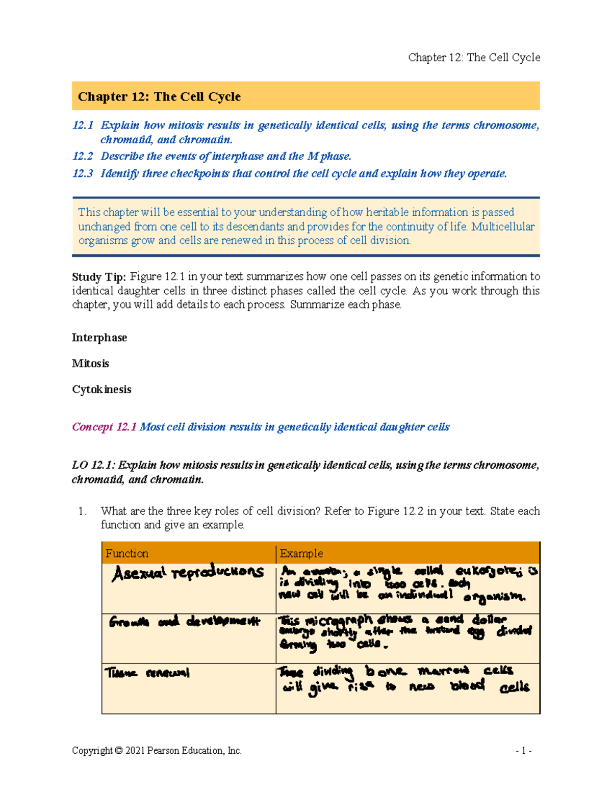 Bio12 ARG 12 - Bio active reading guide R - Copyright © 2021 Pearson ...