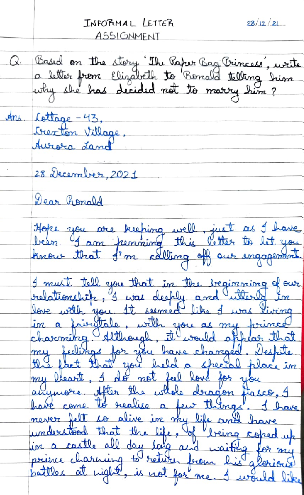 Assignment Informal Letter - INFORMAL LETTEP ASSIGNMENT 28/12/ Baid em a lo Faur Lag Crimrass ...