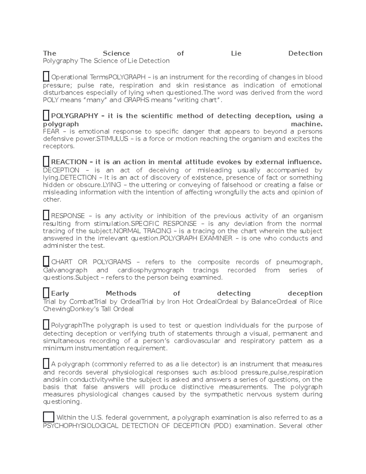 Polygraphy notes - The Science of Lie Detection Polygraphy The Science ...
