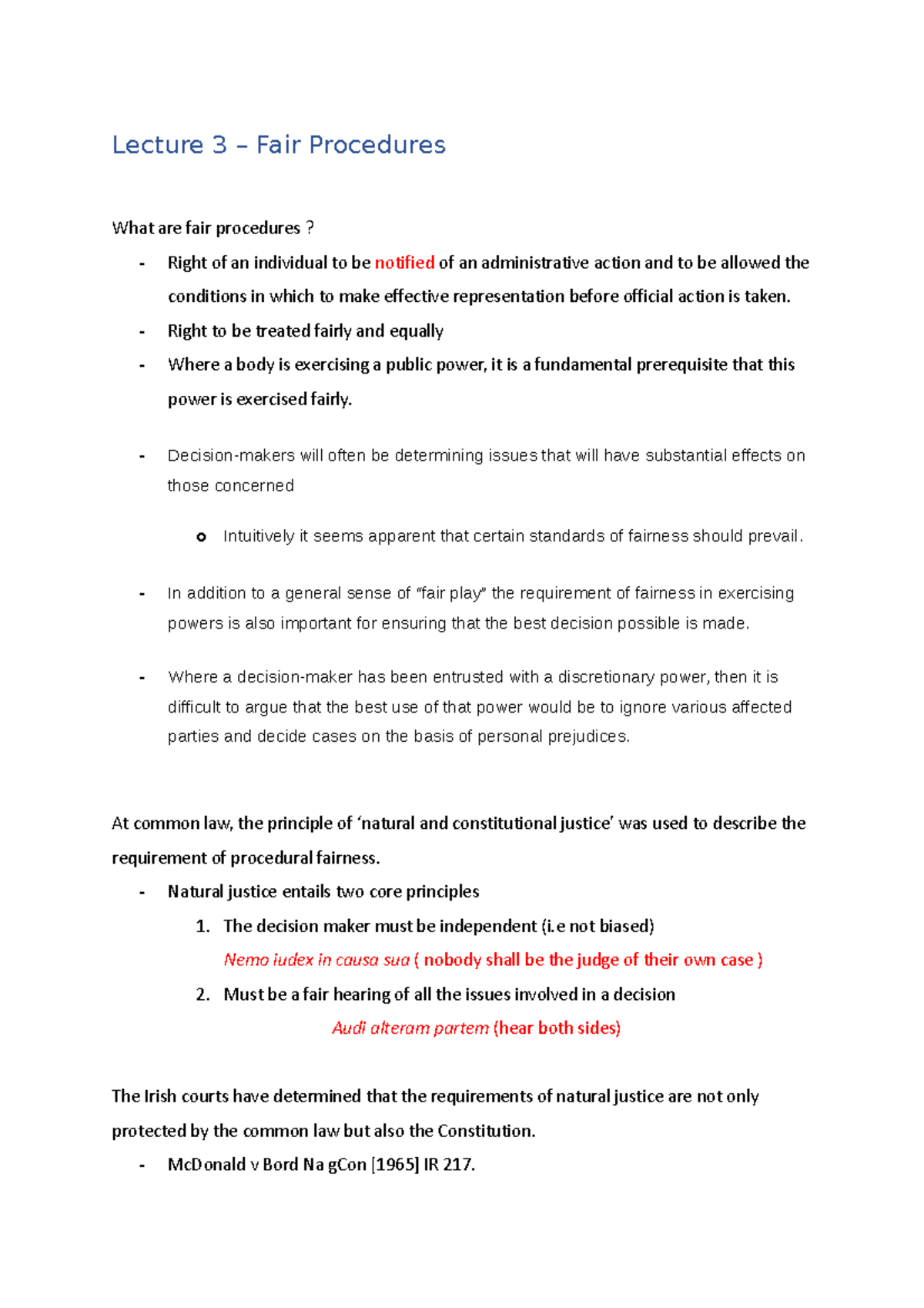 Fair Procedures and Rules of Evidence - Lecture 3 – Fair Procedures ...