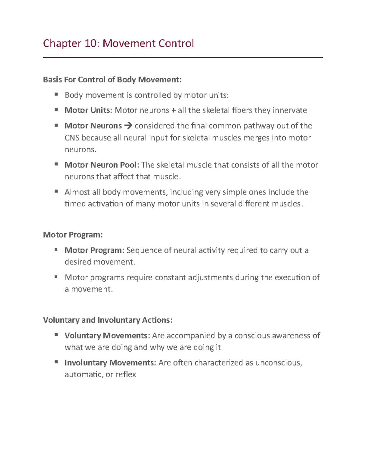 Chapter 10 Movememt Control - Chapter 10: Movement Control Basis For ...